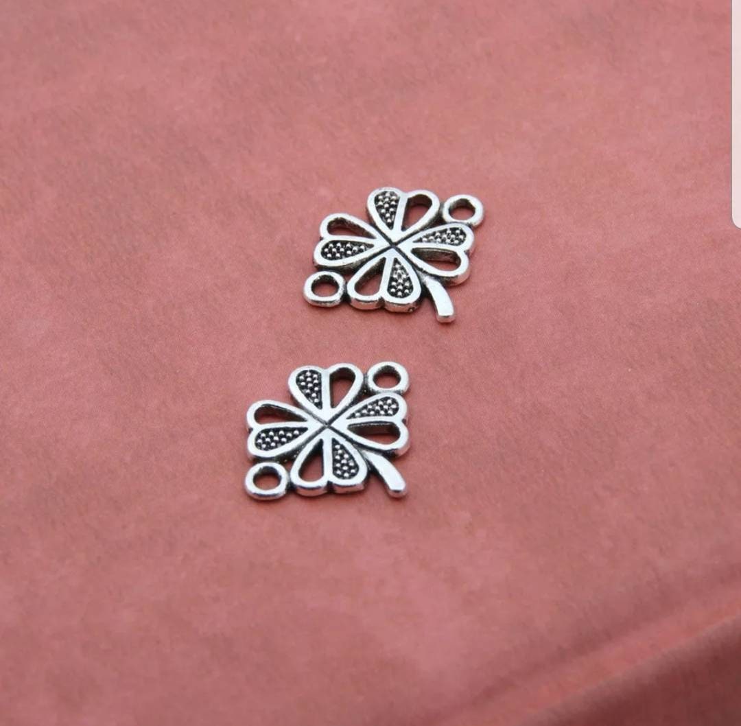 10 Clover Connectors Small Four Leaf Clover Charms Spring Good Luck ...