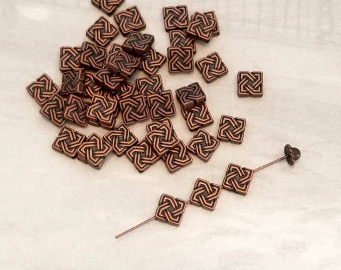 Deep Copper Celtic Knot Spacer Beads Copper Square Knot Beads Hole is ...