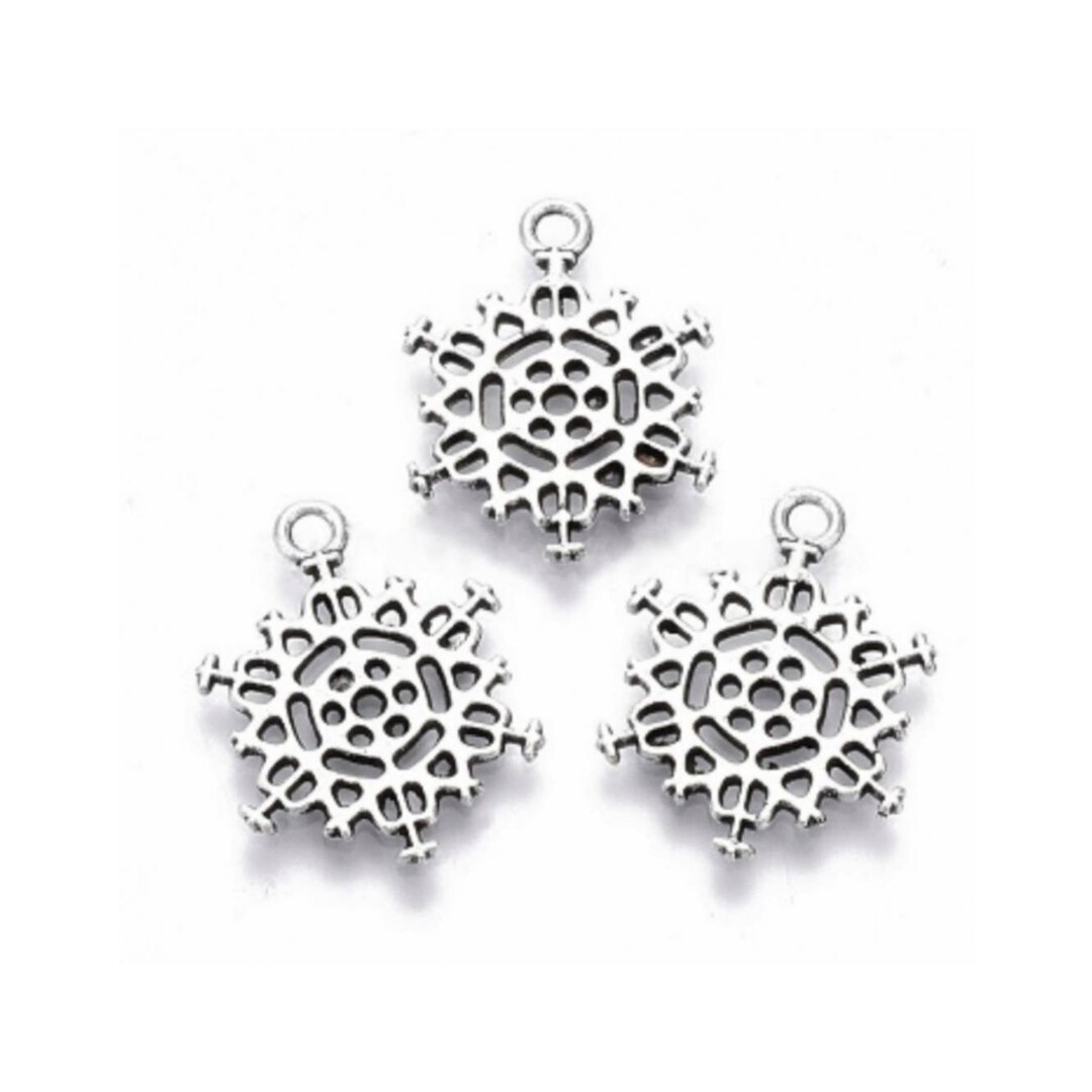 Filigree Silver Snowflake Charms Christmas Charms Snowflake Findings ...