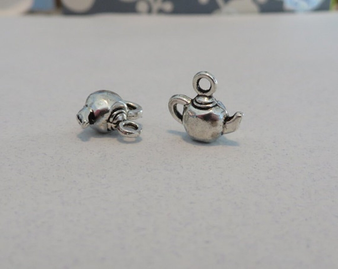 Tiny Teapot Charms Mini 3D Teapots Silver Tea Time Very Small Charm ...