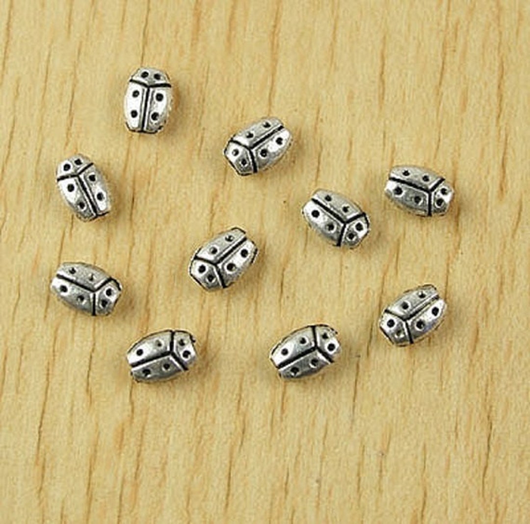 20 Tiny Ladybug Spacer Beads Mini Ladybug Beads Silver Ladybug Beads ...