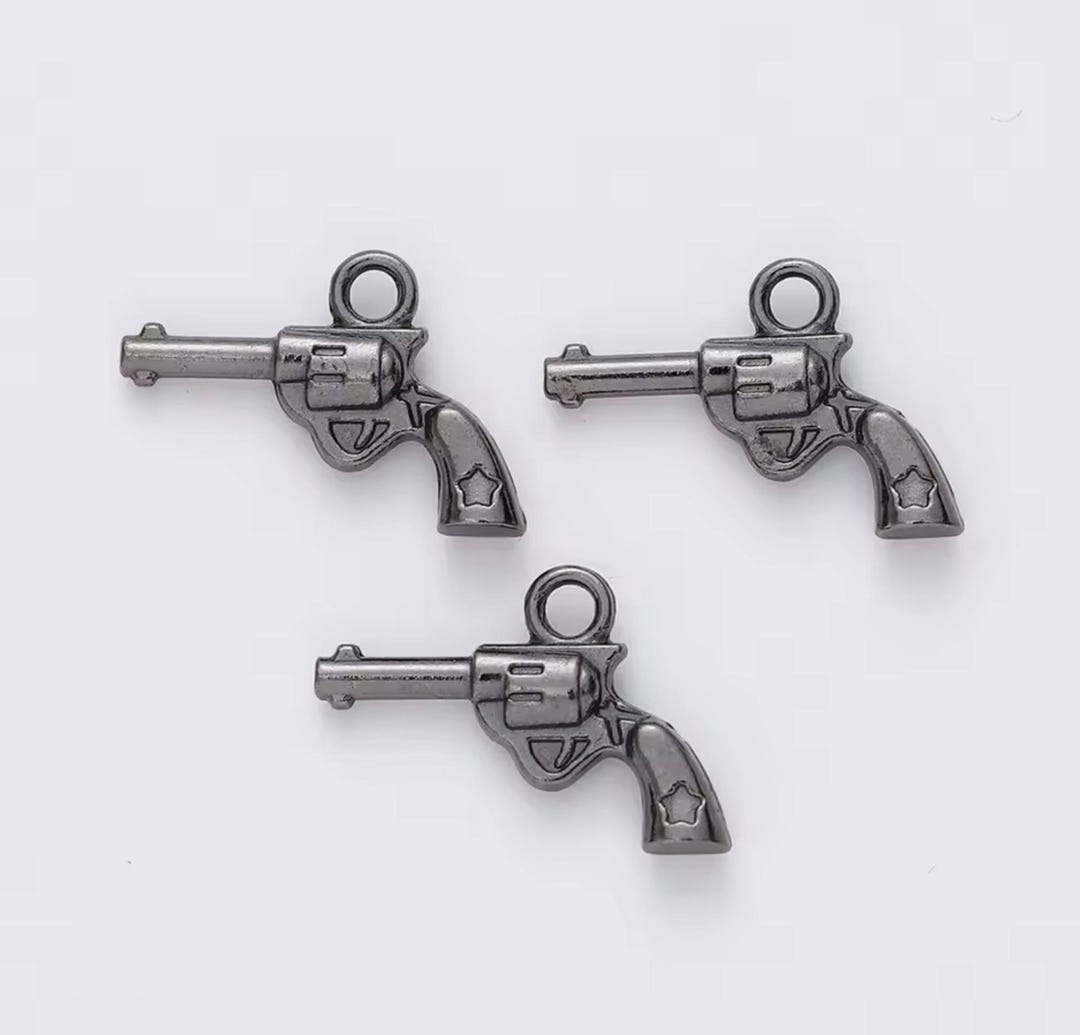 Gunmetal Pistol Charms Guns With Star Gunmetal Sheriff Cowboy Weapon ...