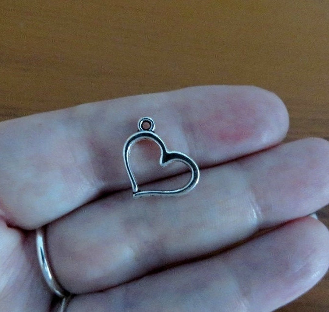 10 Small Open Heart Charms Heart Pendants Silver Hearts Read Details ...