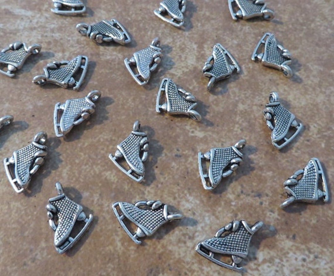 12 Mini Ice Skate Charms Tiny Skates Dual Sided Figure Skating Winter ...