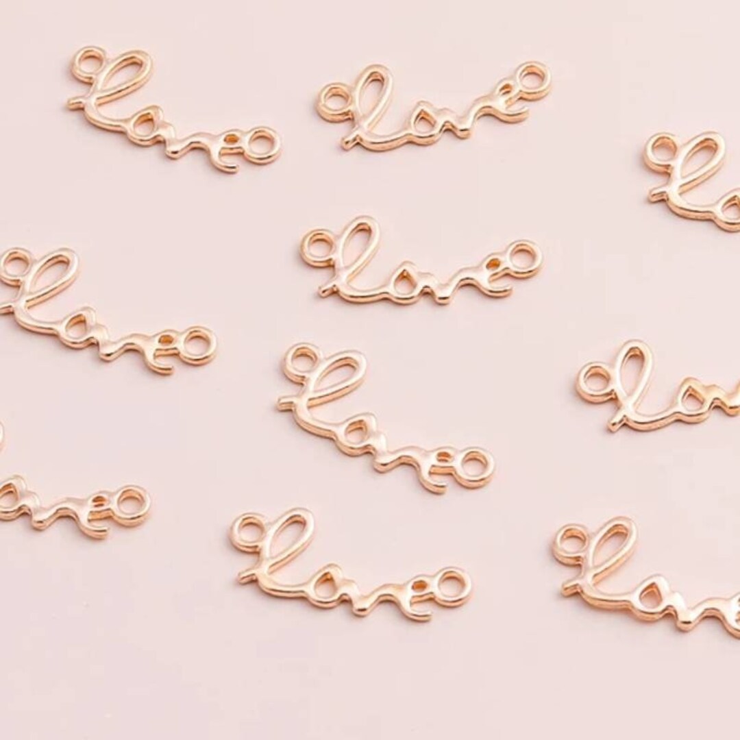 Small Love Connectors Word Connector Charms Soft Gold Necklace Charms ...