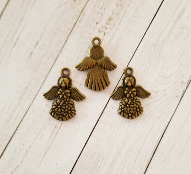 10 Darling Bronze Angel Charms Daisy Angels Friendship Memorial Jewelry ...