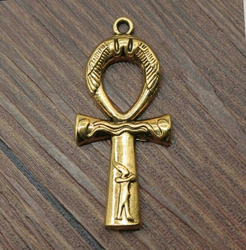 2 Ankh Pendants Dark Antique Gold Egyptian Hyroglyph Design Very Large ...