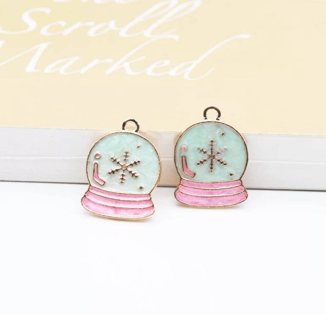 Enamel Snowglobe Charms Snow Globe Charms With Snowflake Design ...