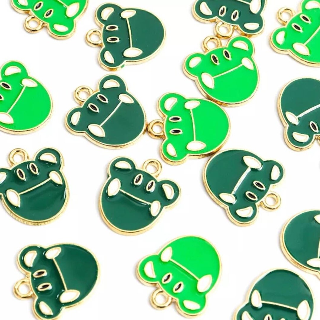 Enamel Frog Charms Frog Face Charms Green Frog Charms Frog Findings ...