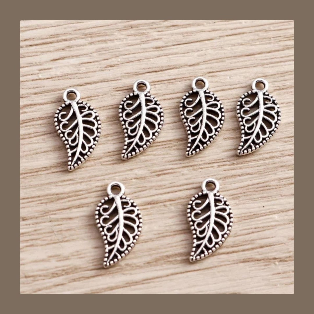 Mini Leaf Charms Little Filigree Leaf Charms Tiny Silver Leaf Charms ...