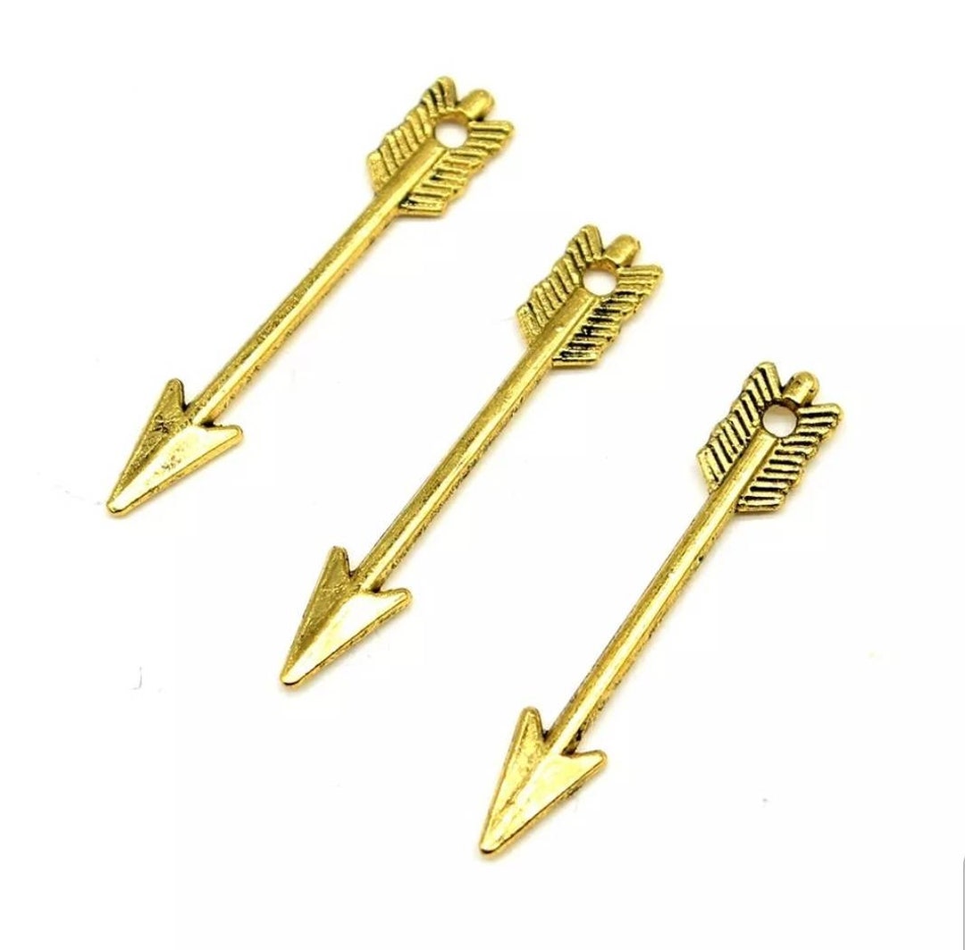 12 Gold Arrow Charms Archery Golden Arrows Charm Jewelry Supplies Read ...