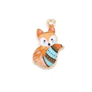 6 Mini Enamel Fox Charms Darling Little Colorful Fox Charms Wildlife ...