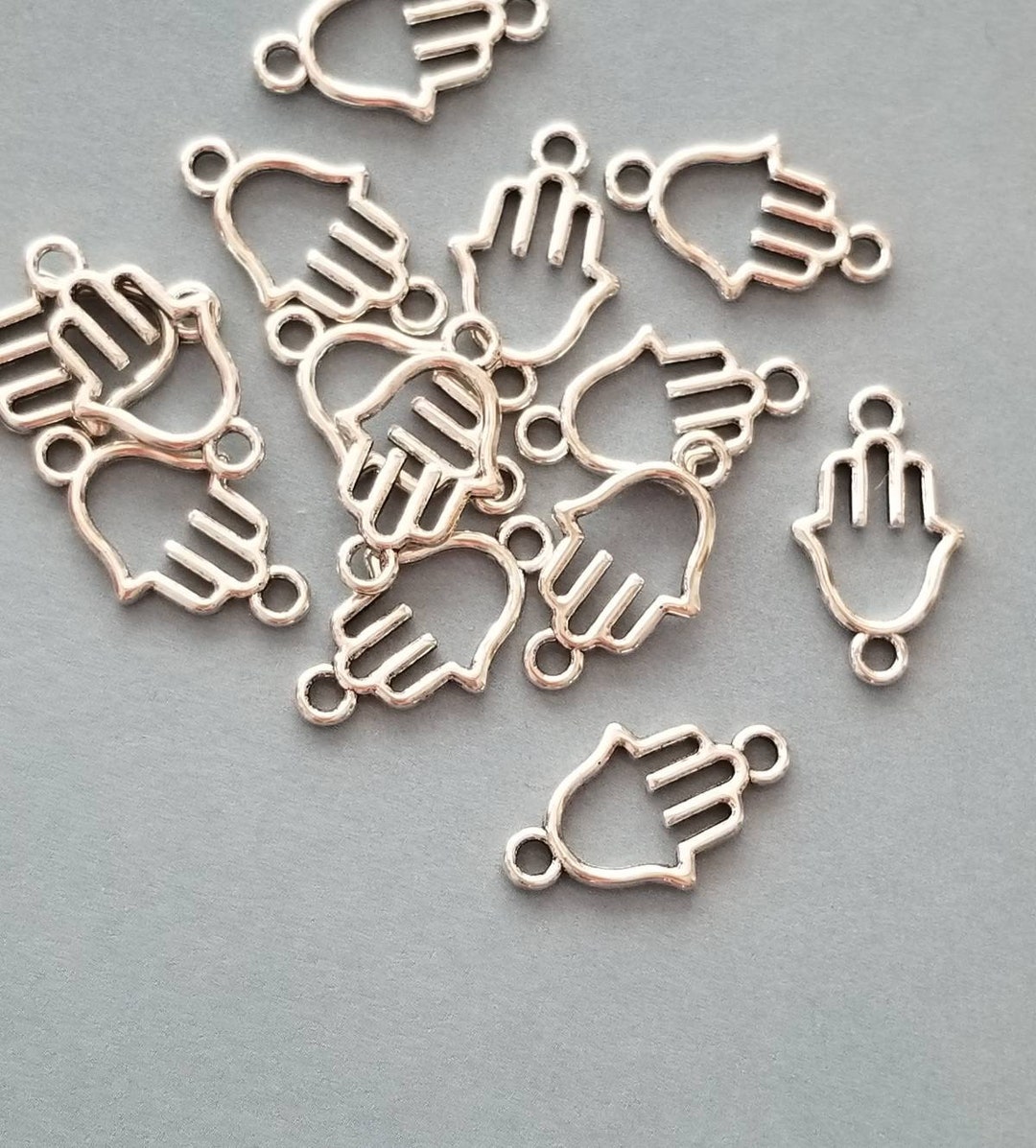 10 Hand Connectors Simple Hand Charms With 2 Loops Bracelet Connectors ...
