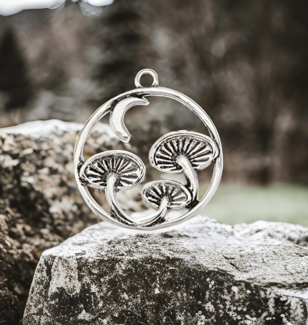 Night Mushroom Charms Mystical Charms Mushroom Findings Crescent Moon ...