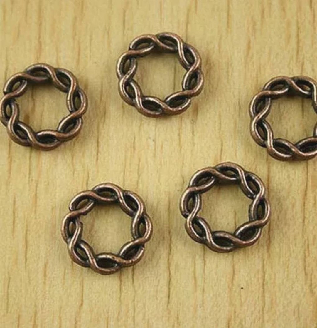 Copper Linking Rings Deep Copper Twist Rings Braided Connectors Circle ...