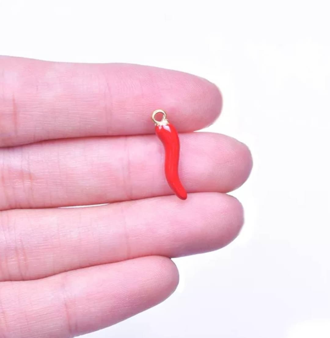 Red Chili Pepper Charms Small Enamel Chili Pepper Chilies Hot Pepper ...
