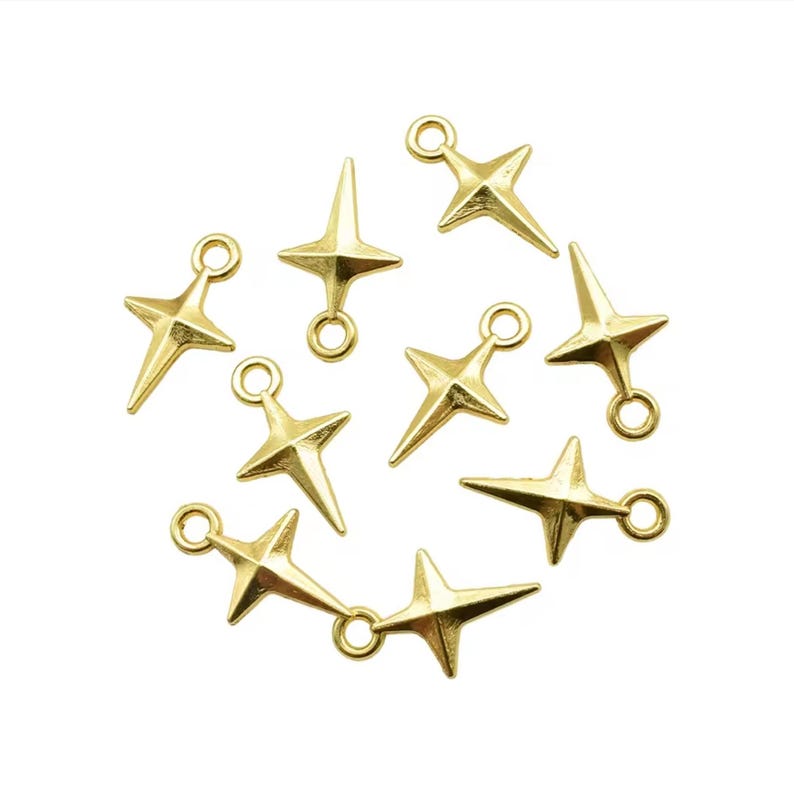 10 Tiny Star Charms Shining Stars Mini Star Charms Silver or Gold ...