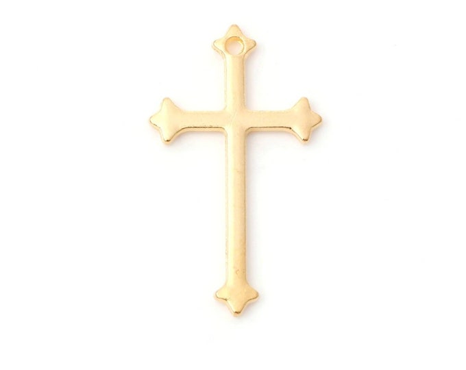 10 Simple Gold Cross Charms Gold Gothic Cross Charms Religious Charms ...