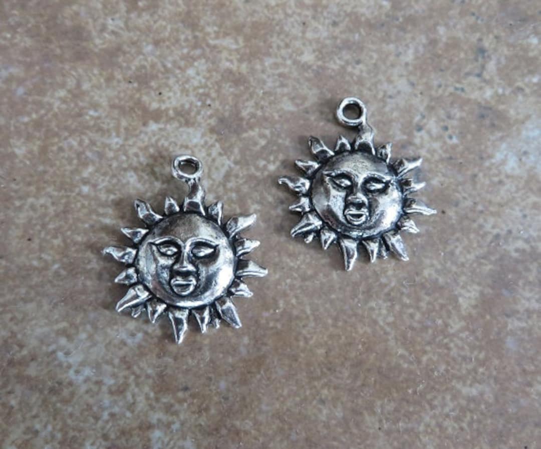 Sun Charms Celestial Silver Face Solar Sun God Fantasy Suns Charm ...