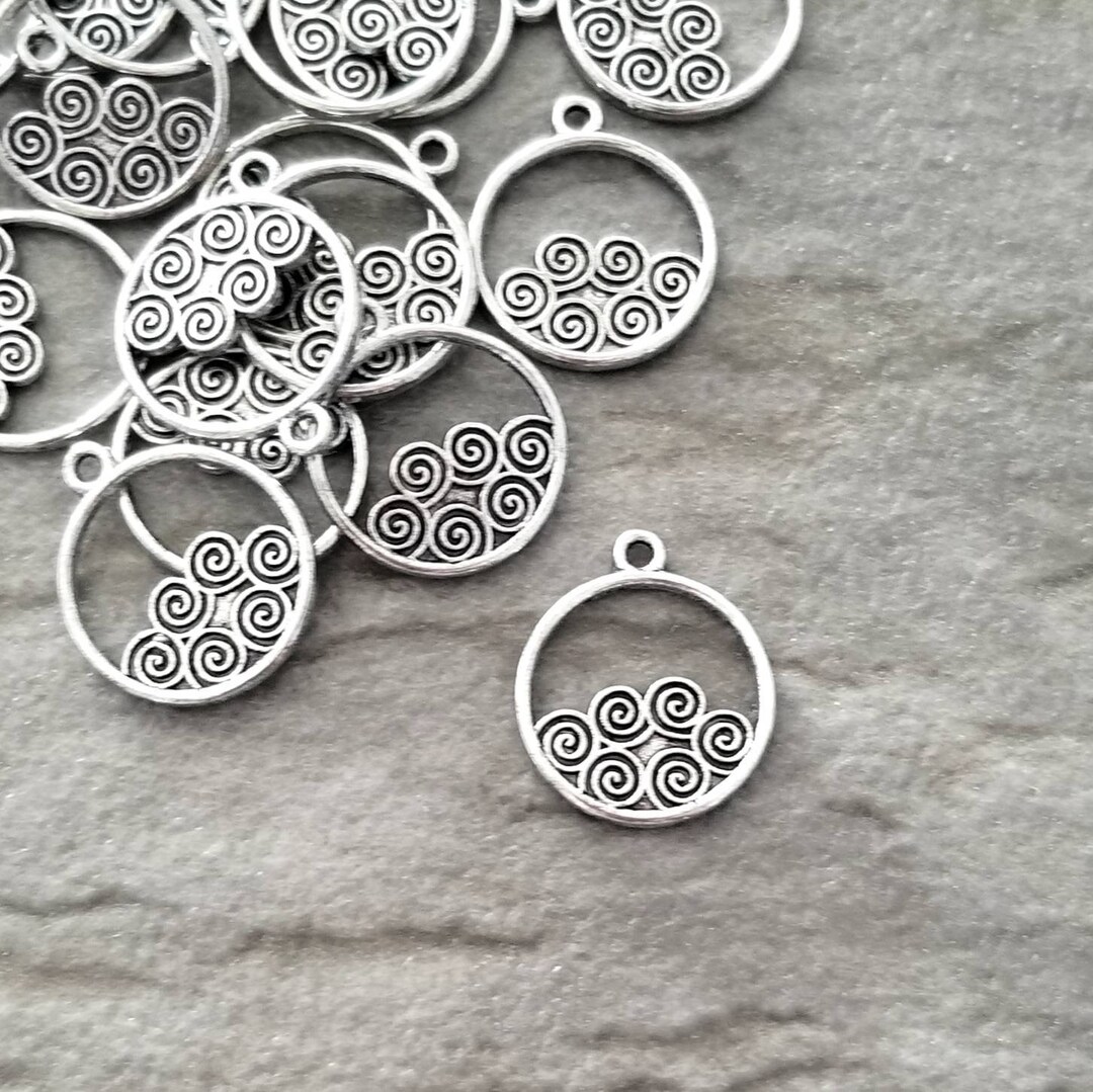 Wave Charms Circle Charms With Wave Design Double Sided Beach Charms ...