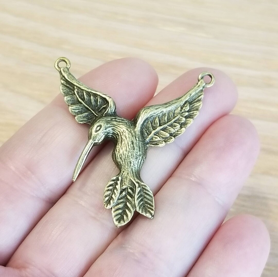 Hummingbird Connectors Stunning Golden Bronze Large Bird Charms ...