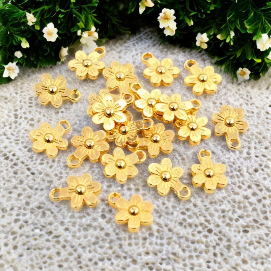 10 Mini Gold Flower Charms Tiny Gold Spring Flowers 10x13mm - Etsy