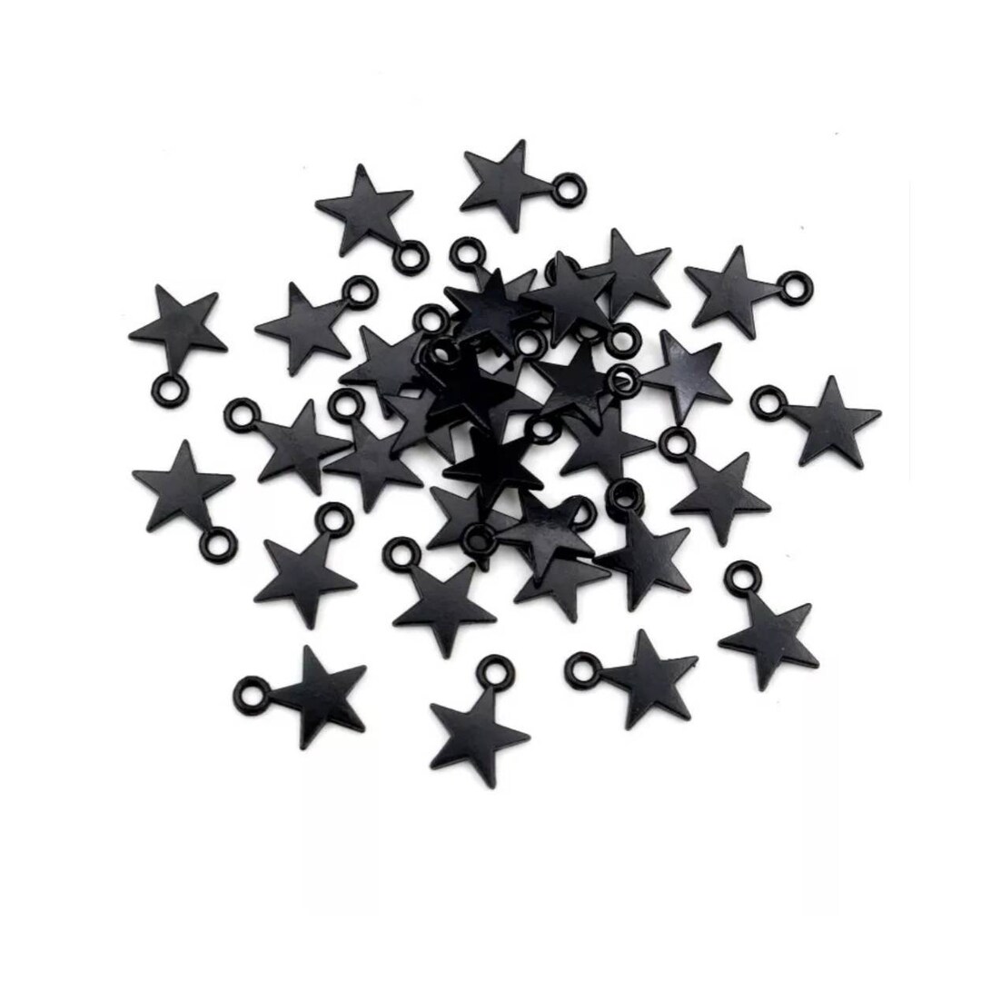 Tiny Black Star Charms Electroplate Black Stars Black Celestial Charms ...