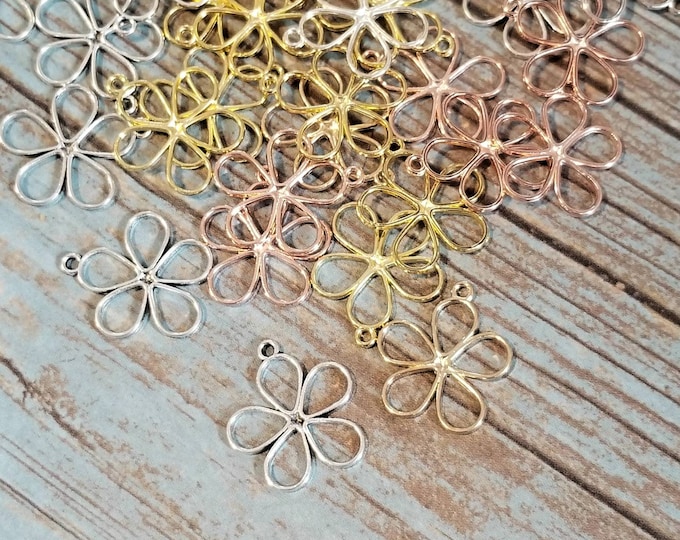 10 Cute Simple Flower Charms Boho Hippie Flower Charms Colorful Flower ...