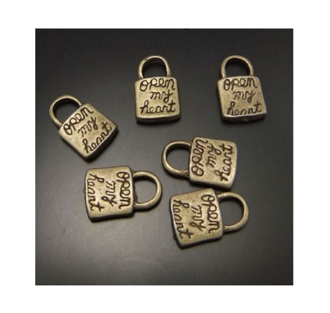10 Mini Locks Open My Heart Little Lock Charms Double Sided Valentine's ...