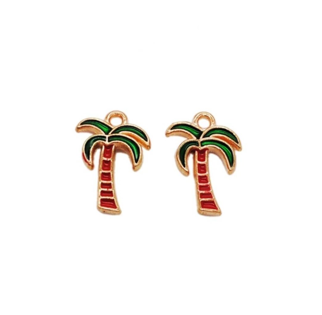 Enamel Palm Tree Charms Coconut Tree Charms Tropical Charms Enamel ...