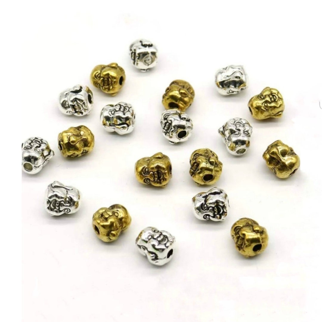 6 Beautiful Buddha Beads Silver or Antique Gold Buddha Beads Buddha ...