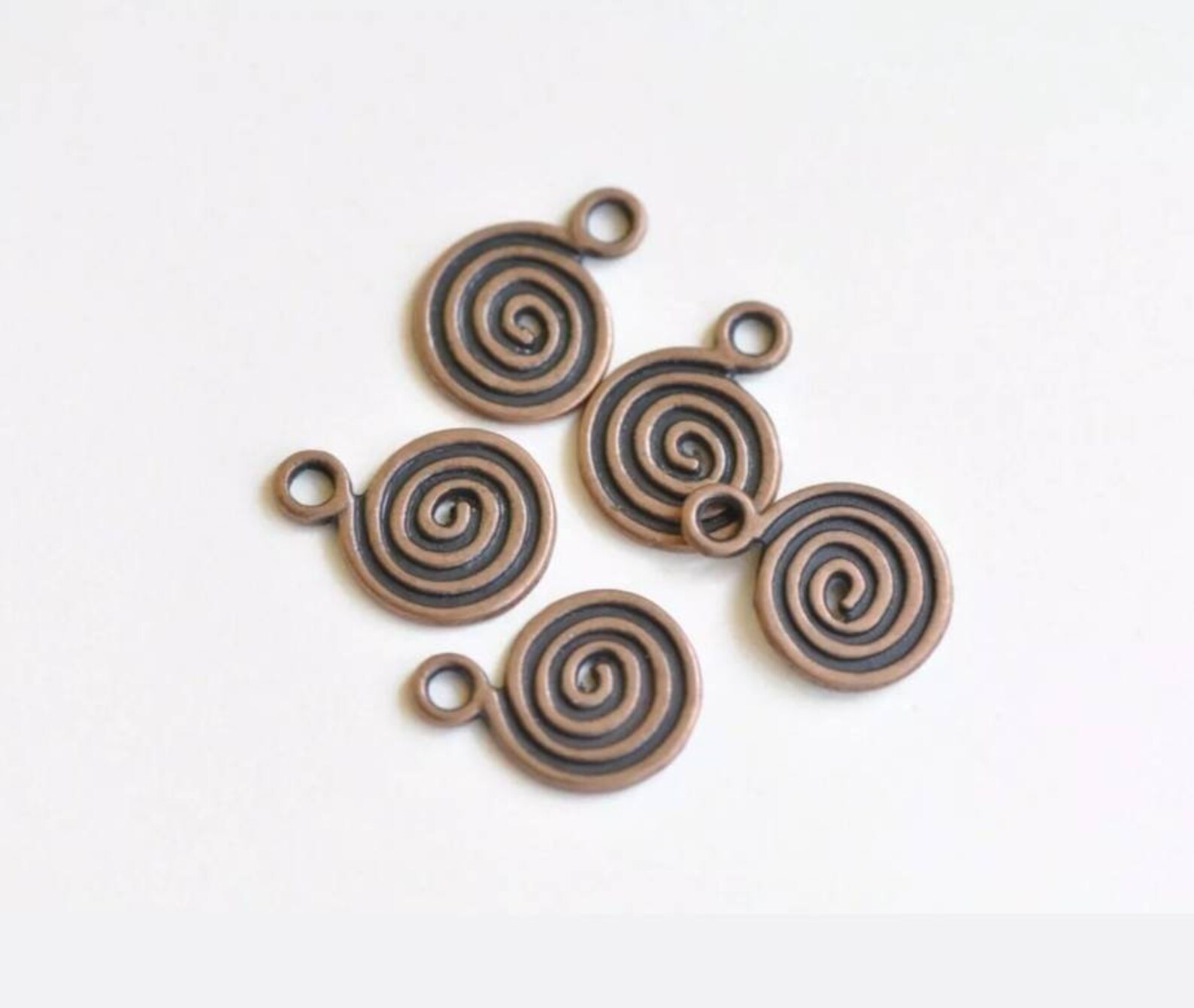 10 Spiritual LABYRINTH SPIRAL Swirl Charms Copper Tone Calm | Etsy