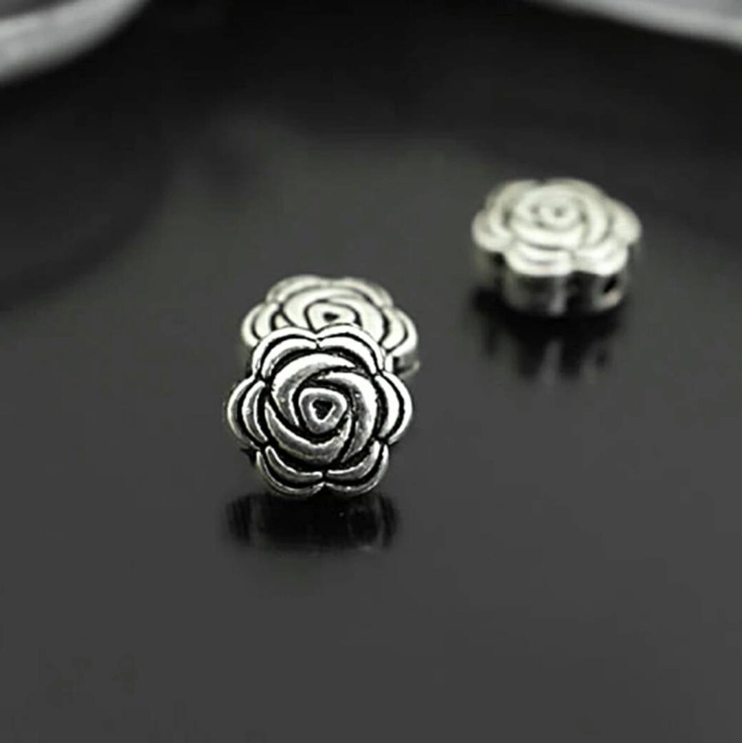 Lovely Rose Spacer Beads Vintage Look Rose Beads Boho Beads Rose Charms ...