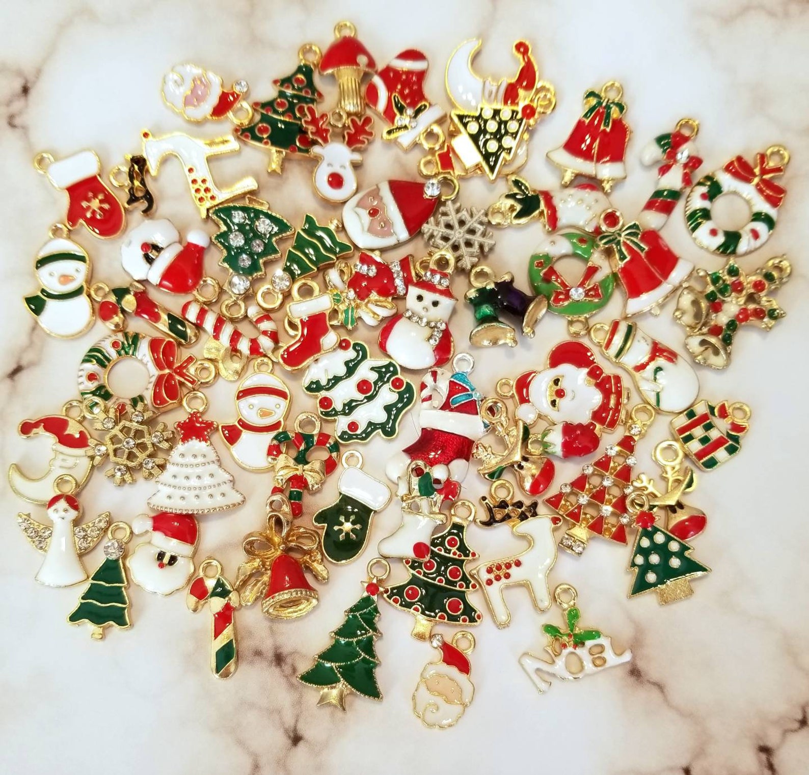 Enamel Christmas Charms Colorful Assortment of Holiday Jewelry Supplies ...
