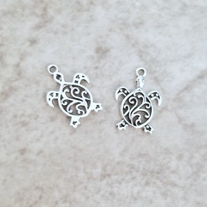 10 Ornate Sea Turtle Charms Small Filigree Sea Turtle Charms Beach ...