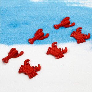 Red Enameled Crab Beads Red Enamel Lobster Beads Seagood Beads Beach ...