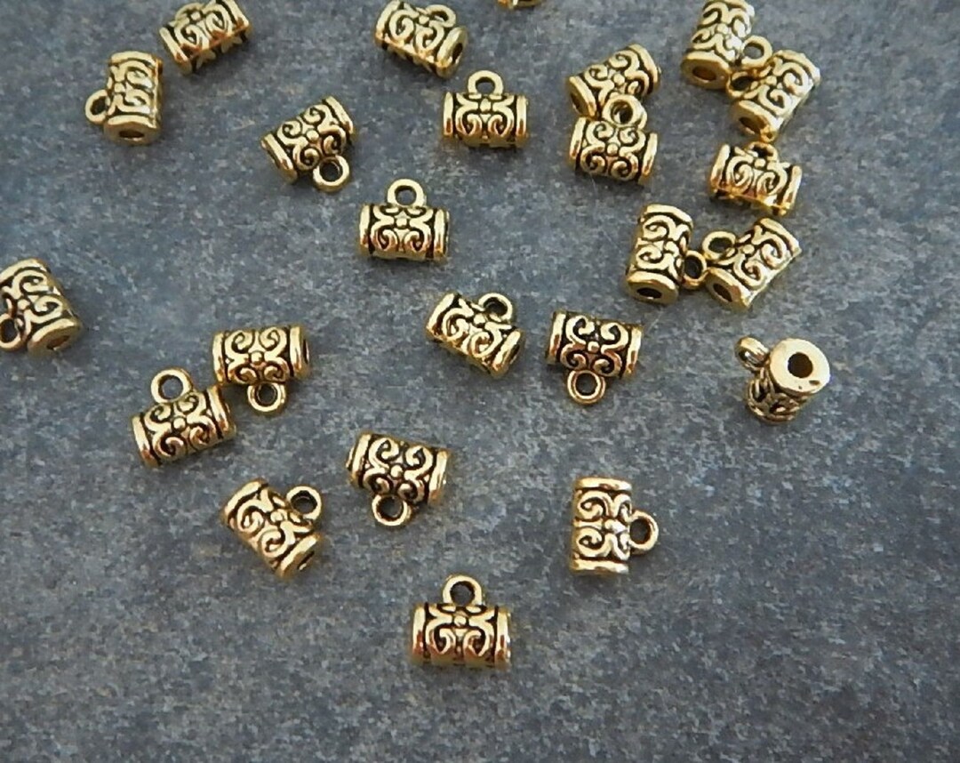 Little Bead Bails Dark Gold Flower Beading Bails Mini Spacer Bead Bails ...