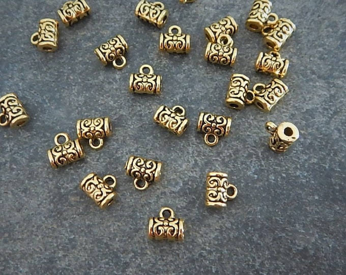 Little Bead Bails Dark Gold Flower Beading Bails Mini Spacer Bead Bails ...