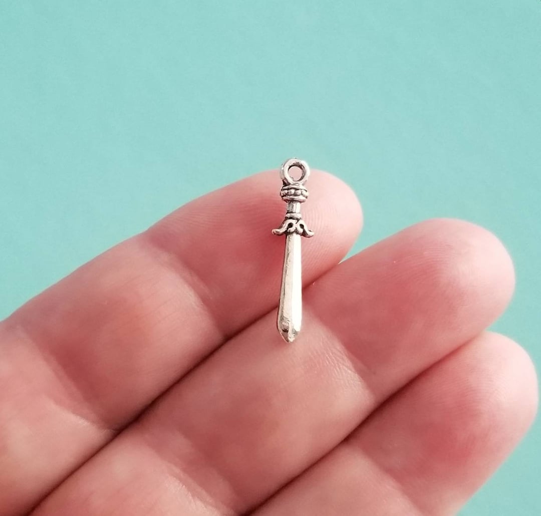 Small Ornate Sword Charms Dagger Charms Sword Findings Double Sided ...