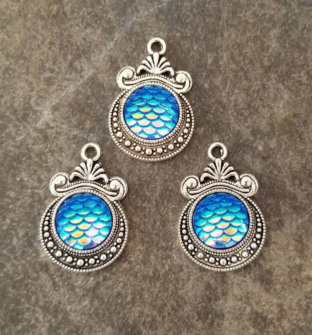 Blue Mermaid Scale Charms Dragon Scales Mermaid Charms Mermaid Pendants ...