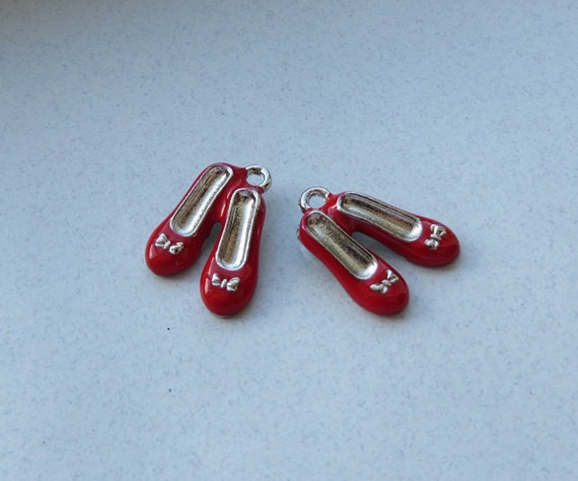 2 Red Slipper Charms There's No Place Like Home Ruby - Etsy