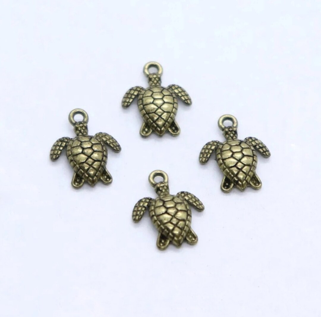 10 Little Bronze Sea Turtle Charms Mini Sea Turtle Charms Ocean Life ...