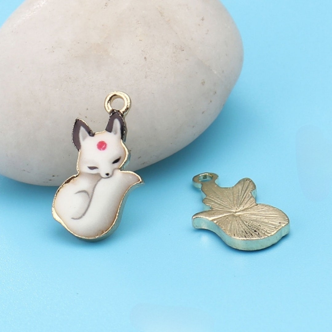 6 Mini Enamel Fox Charms Darling Little Vixen Charms Colorful Fox ...