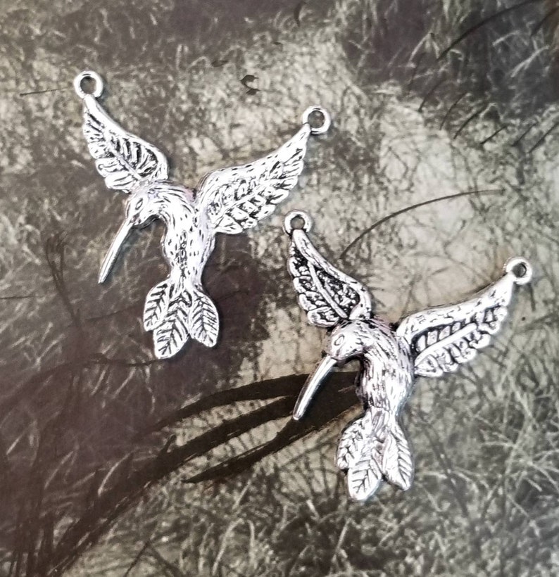 Large Hummingbird Connectors Pendants Beautiful Light Silver | Etsy