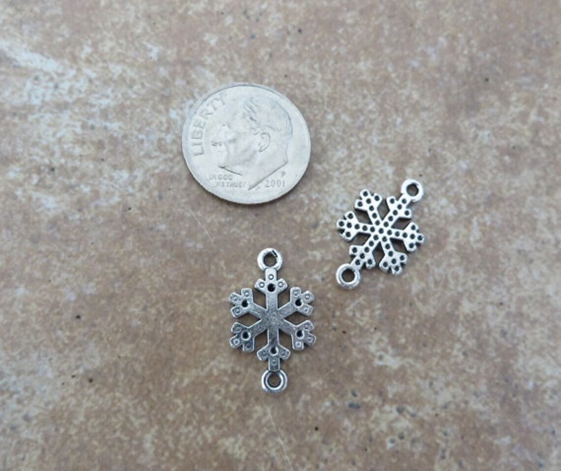 SNOWFLAKE Connectors Snowflake Charms Little Winter Findings Snow ...
