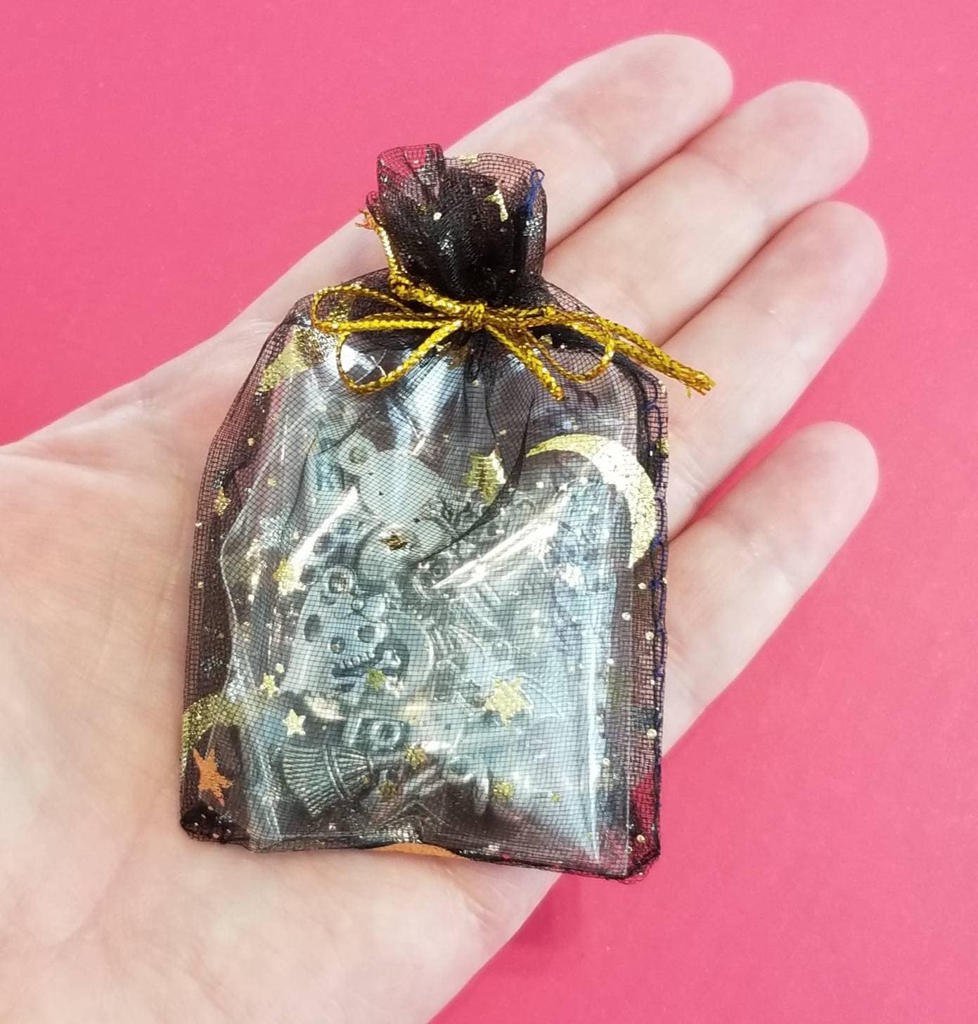 10 Organza Gift Bags With Gold Moon and Stars Celestial Design Colorful ...