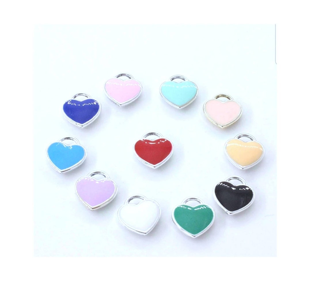 Tiny Enamel Heart Charms Colorful Mini Enameled Heart Charms Valentine ...