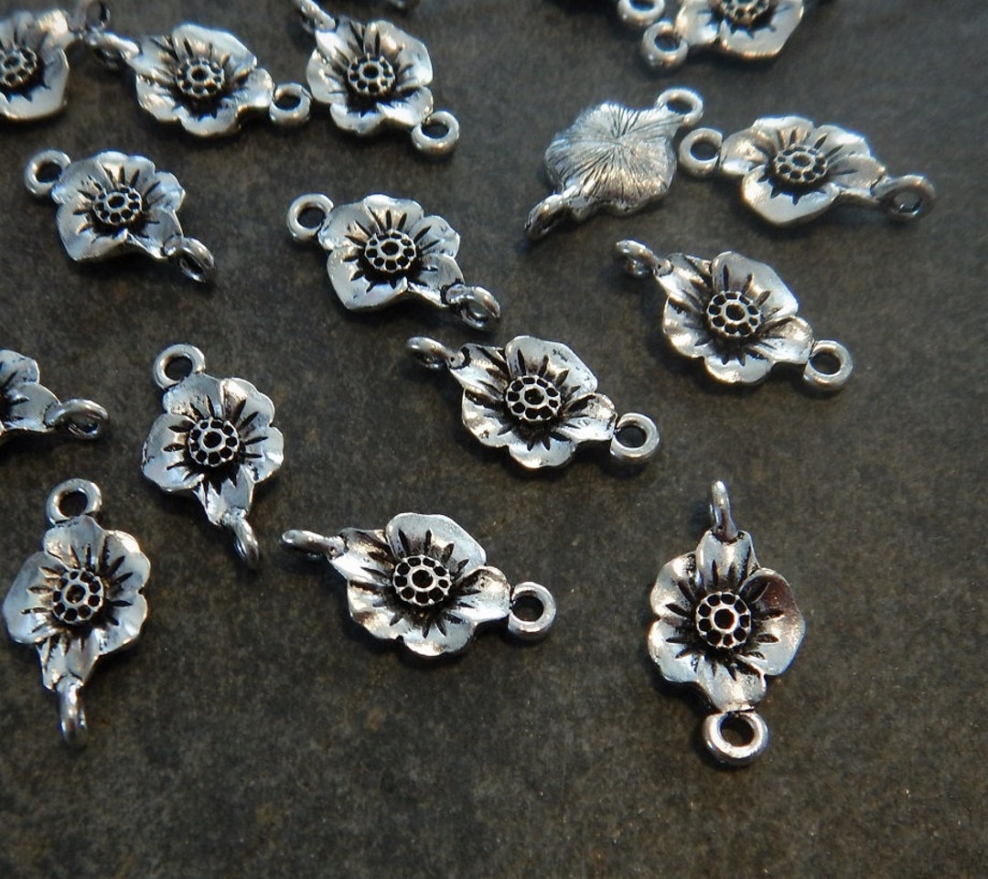 8 Beautiful New Flower Connectors Silver or Bronze Flower Connectors ...
