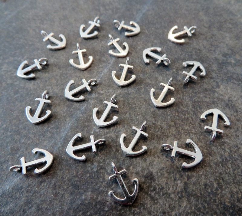 12 Tiny Anchor Charms Mini Anchors Nautical Beach Ocean Sea - Etsy