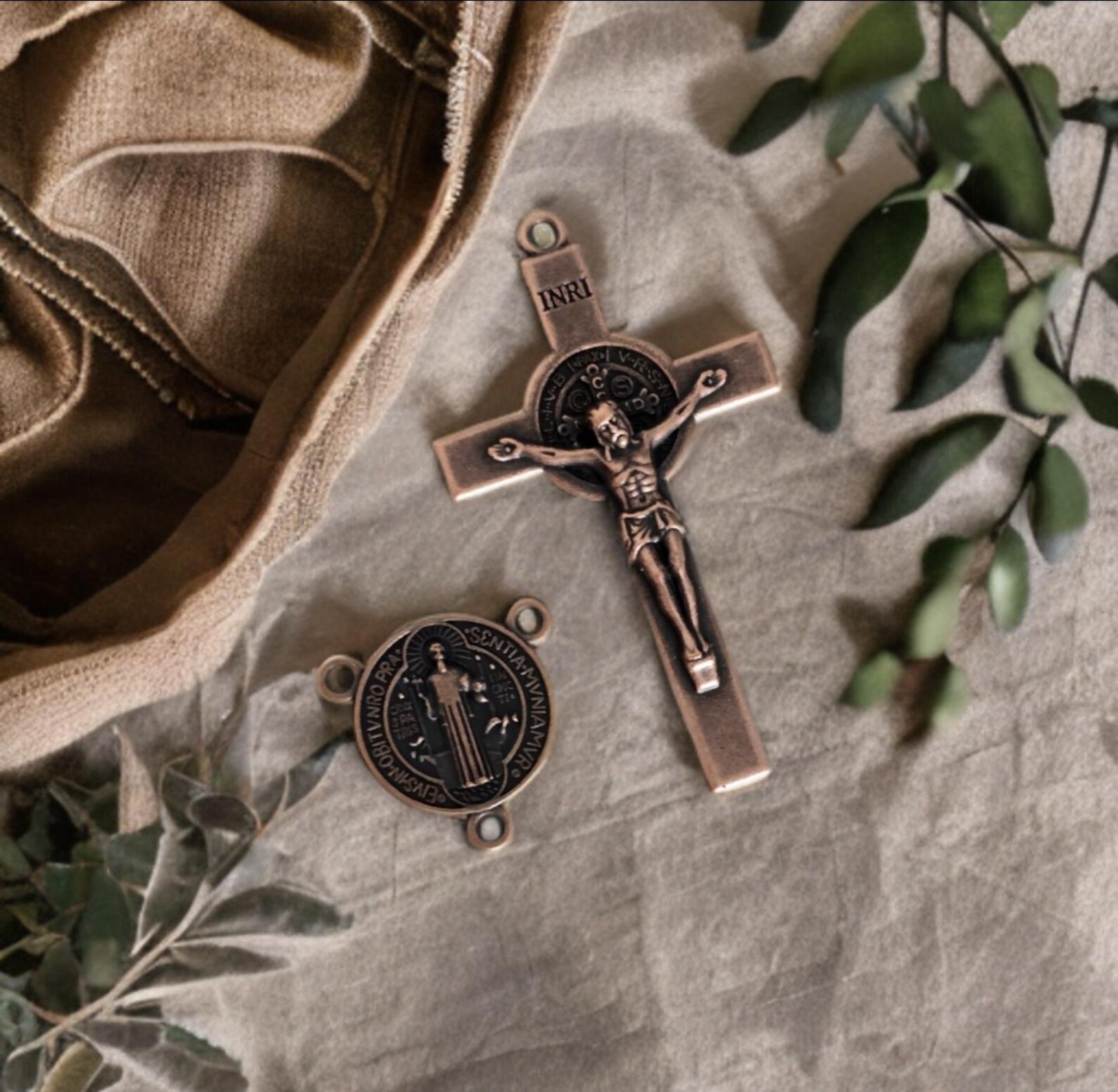 Copper Crucifix and Centerpiece Connector Set St. Benedict Copper ...